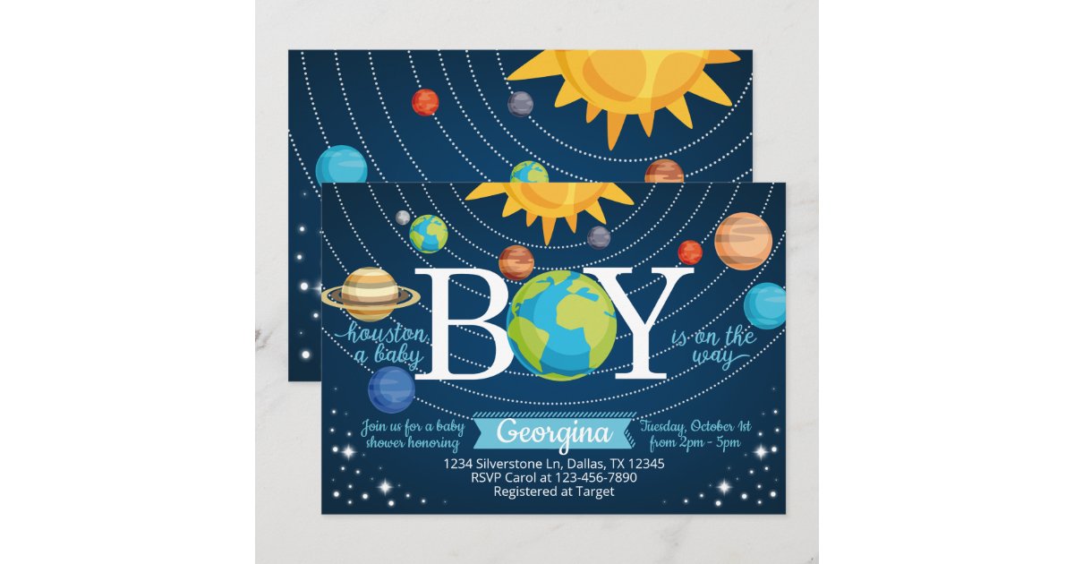Space Solar System Baby Shower Invitation Invite | Zazzle