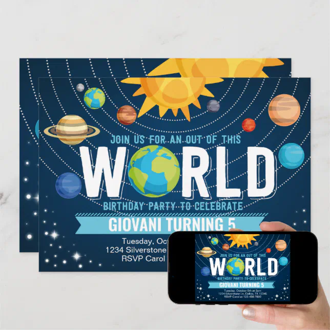 Space Solar System Birthday Party Invitation | Zazzle