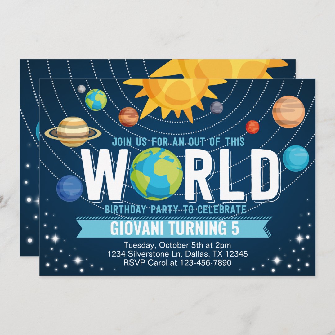 Space Solar System Birthday Party Invitation | Zazzle