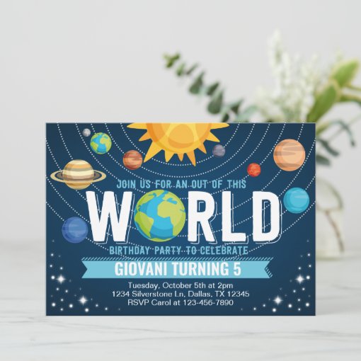 Space Solar System Birthday Party Invitation | Zazzle