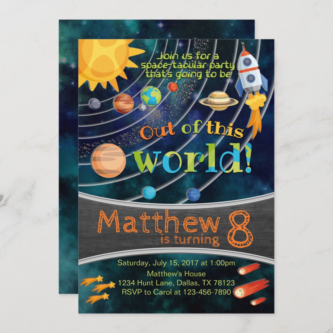 Space Solar System Planet Birthday Invitation | Zazzle