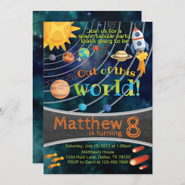 Space Solar System Planet Birthday Invitation | Zazzle