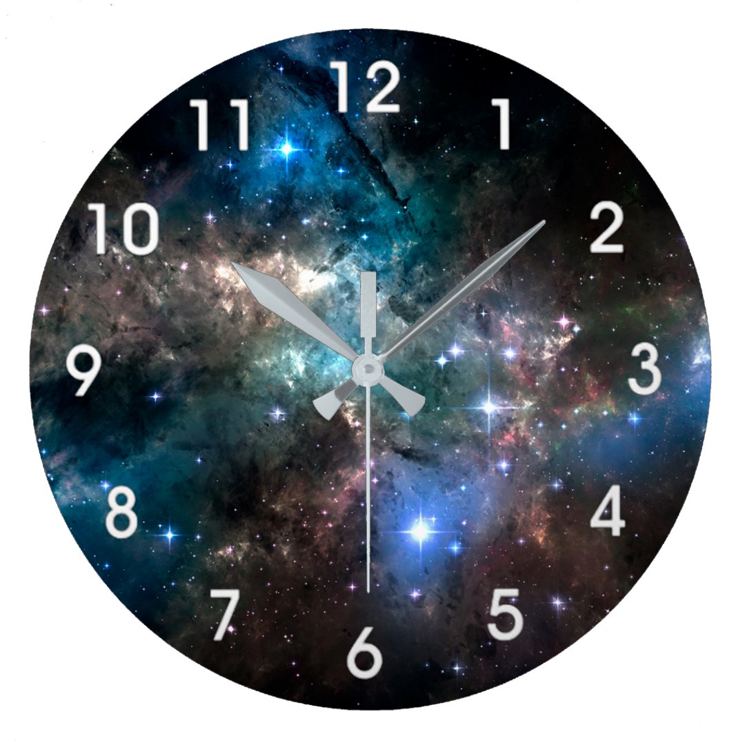 SPACE STARS LARGE CLOCK | Zazzle