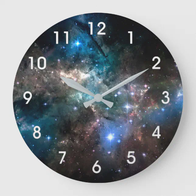 SPACE STARS LARGE CLOCK | Zazzle