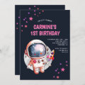 Space Stars Rocket Ship 1st Birthday Invitation | Zazzle