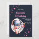 Space Stars Rocket Ship Girls 1st Birthday Invitation | Zazzle