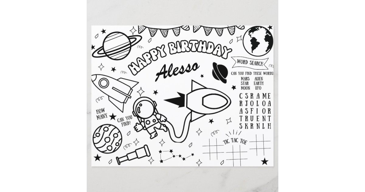coloring pages space party decorations