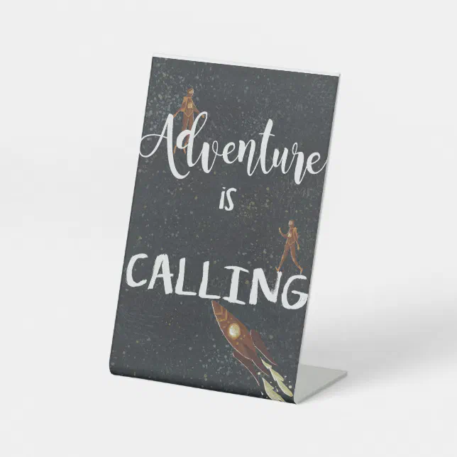 Space Theme Astronauts Birthday Pedestal Sign | Zazzle