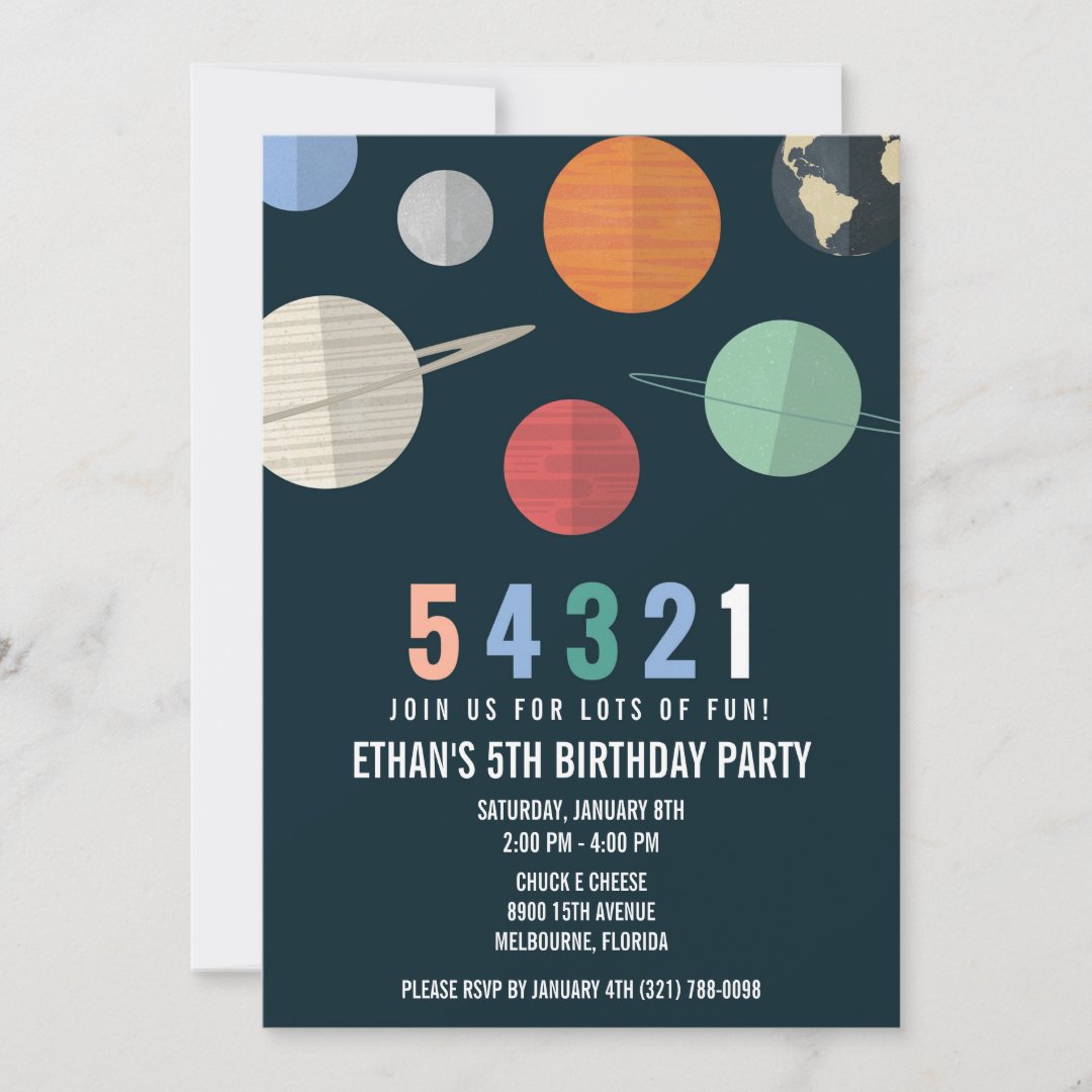Space Theme Birthday Countdown Party Invitation | Zazzle