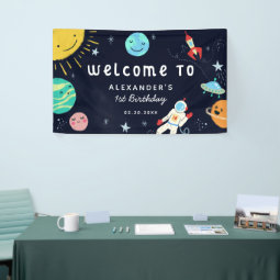Space Theme Galaxy Birthday Party Welcome Banner | Zazzle