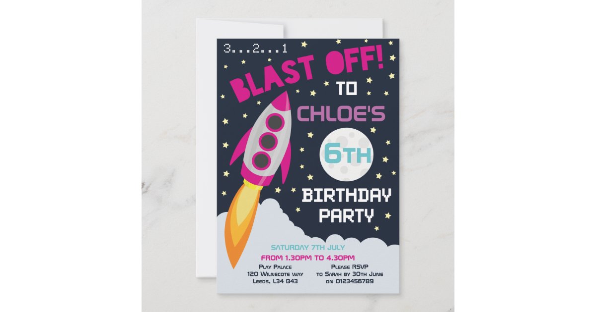 Space themed birthday party invitation | Zazzle