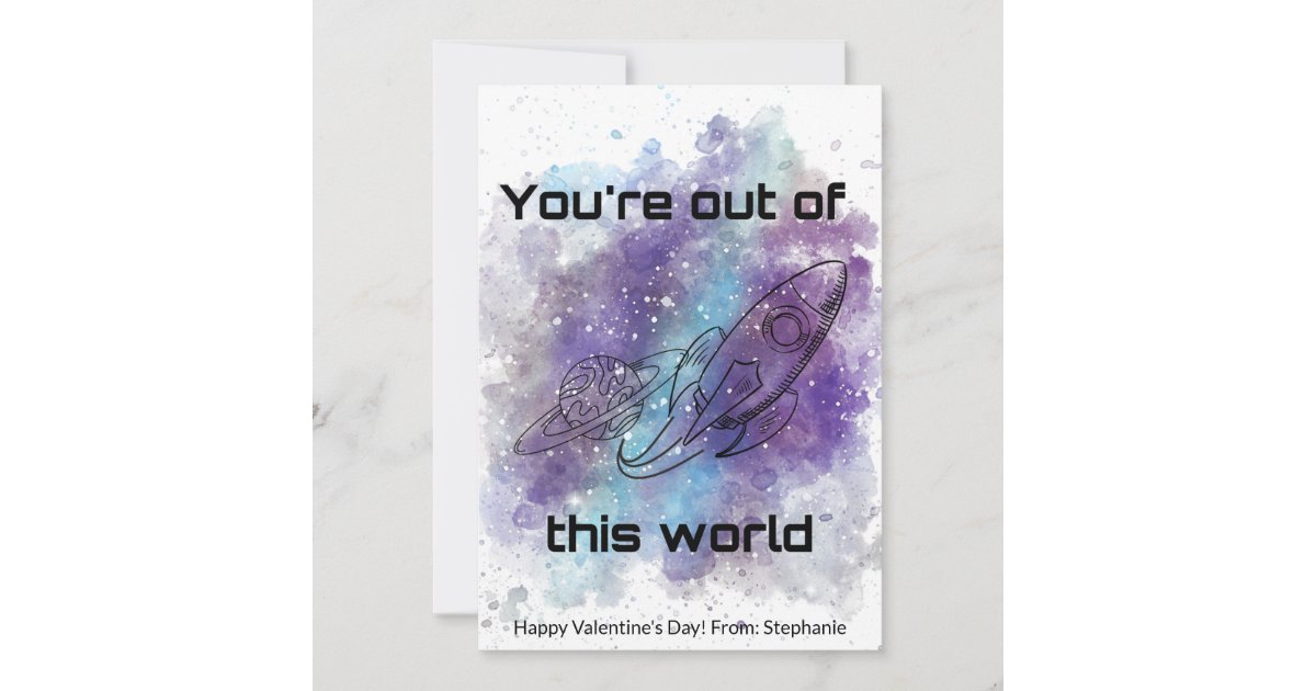 Space Themed Classroom Valentine's Day Card | Zazzle