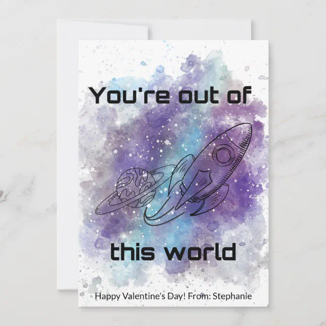 Space Themed Classroom Valentine's Day Card | Zazzle