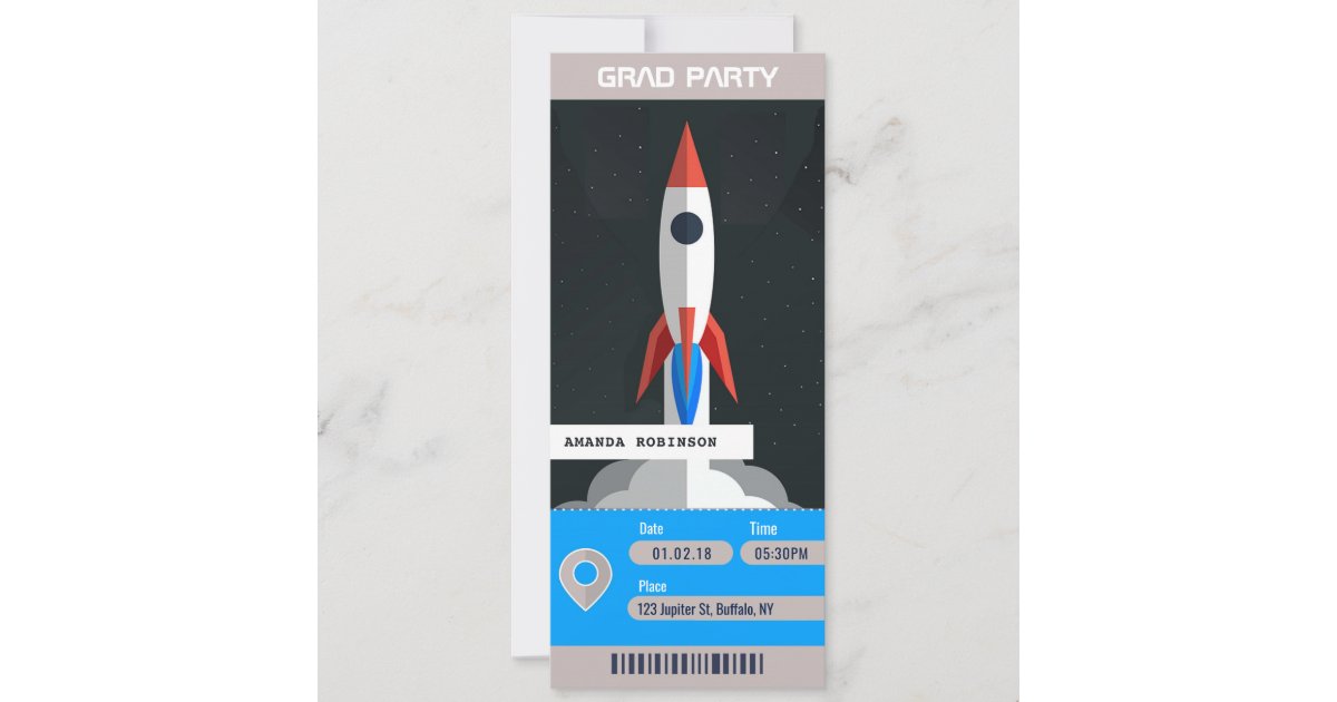 Space Themed Graduation Party Travel Ticket Invitation | Zazzle