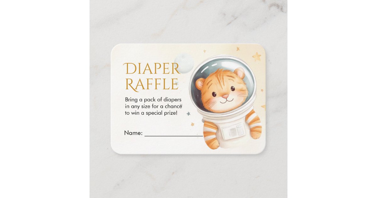Space Tiger Diaper Raffle Card | Zazzle