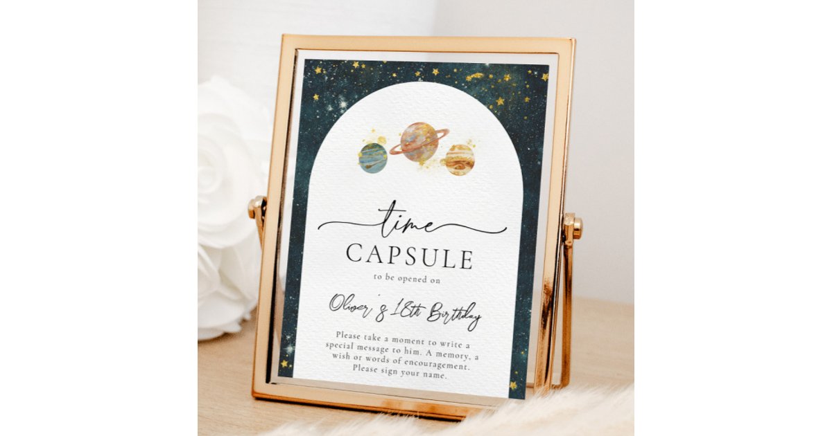 Space Time Capsule Sign | Space Birthday | Zazzle