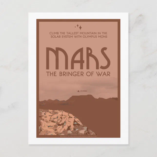 Space Travel Postcard - Mars | Zazzle