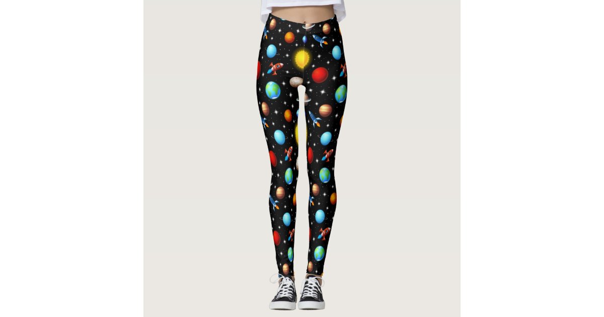 Space Veriety Planets Design Leggings | Zazzle