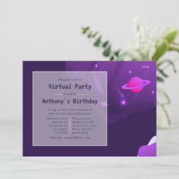 Space Virtual Reality Birthday Party Invitation | Zazzle