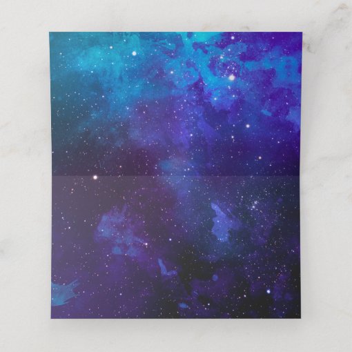 Space wedding. Night stars. Navy modern galaxy Place Card | Zazzle