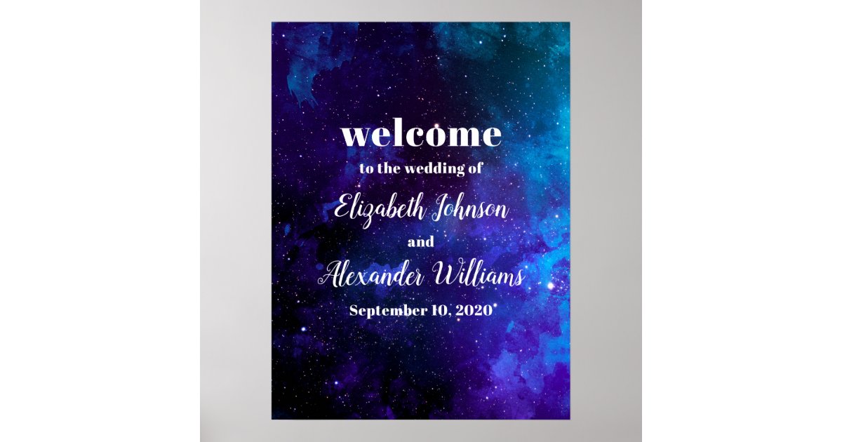 Space welcome sign print. Night wedding. Universe | Zazzle