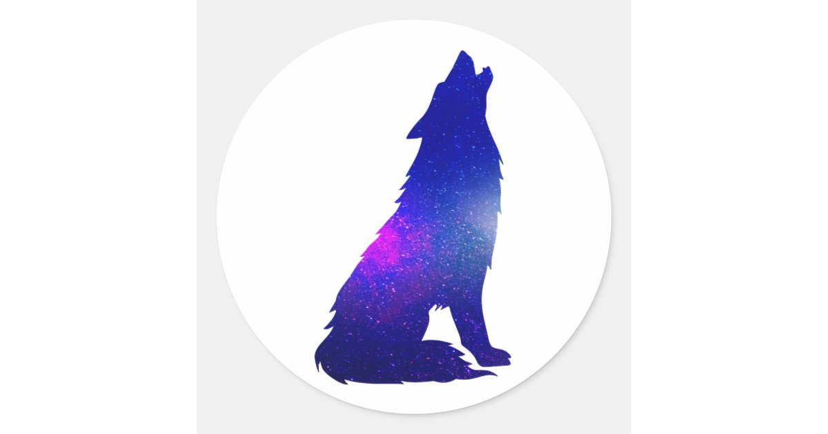 Space Wolf howling - Choose background color Classic Round Sticker | Zazzle