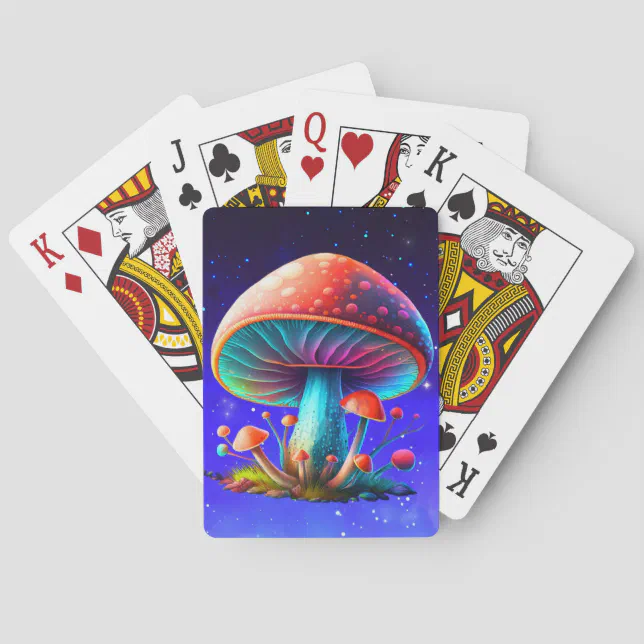 Spaced Out Rainbow Amanita Muscaria Poker Cards | Zazzle
