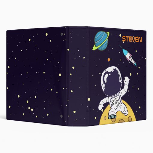 Spaceman Exploring Outer Space 3 Ring Binder | Zazzle