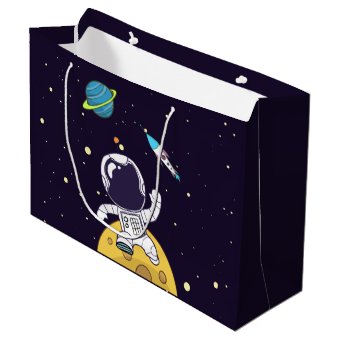 Spaceman Exploring Outer Space Large Gift Bag | Zazzle