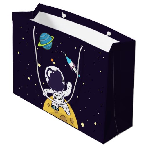 Spaceman Exploring Outer Space Large Gift Bag | Zazzle
