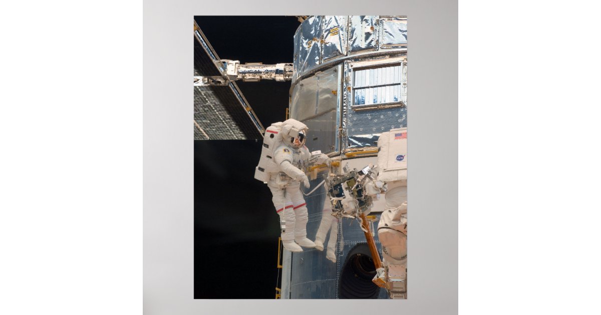 Spacewalk & Hubble Space Telescope Poster | Zazzle