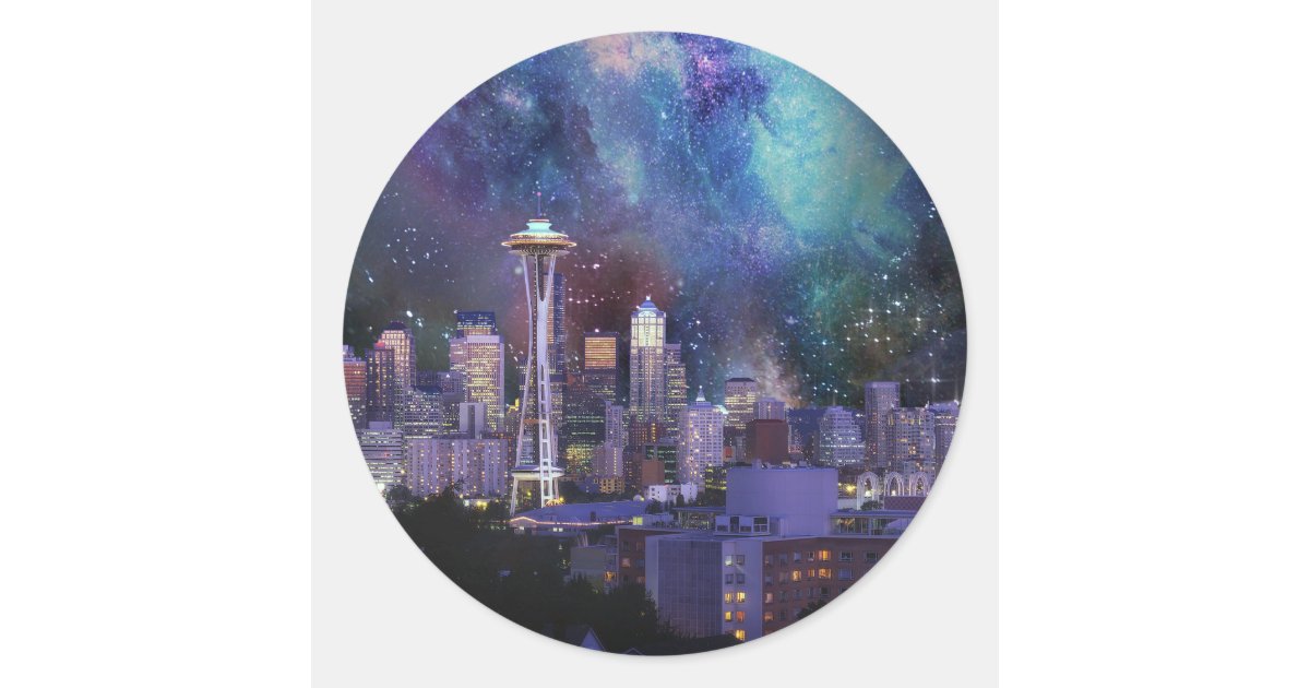 Spacey Seattle Classic Round Sticker | Zazzle