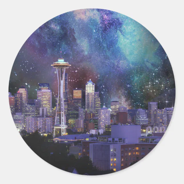 Spacey Seattle Classic Round Sticker | Zazzle