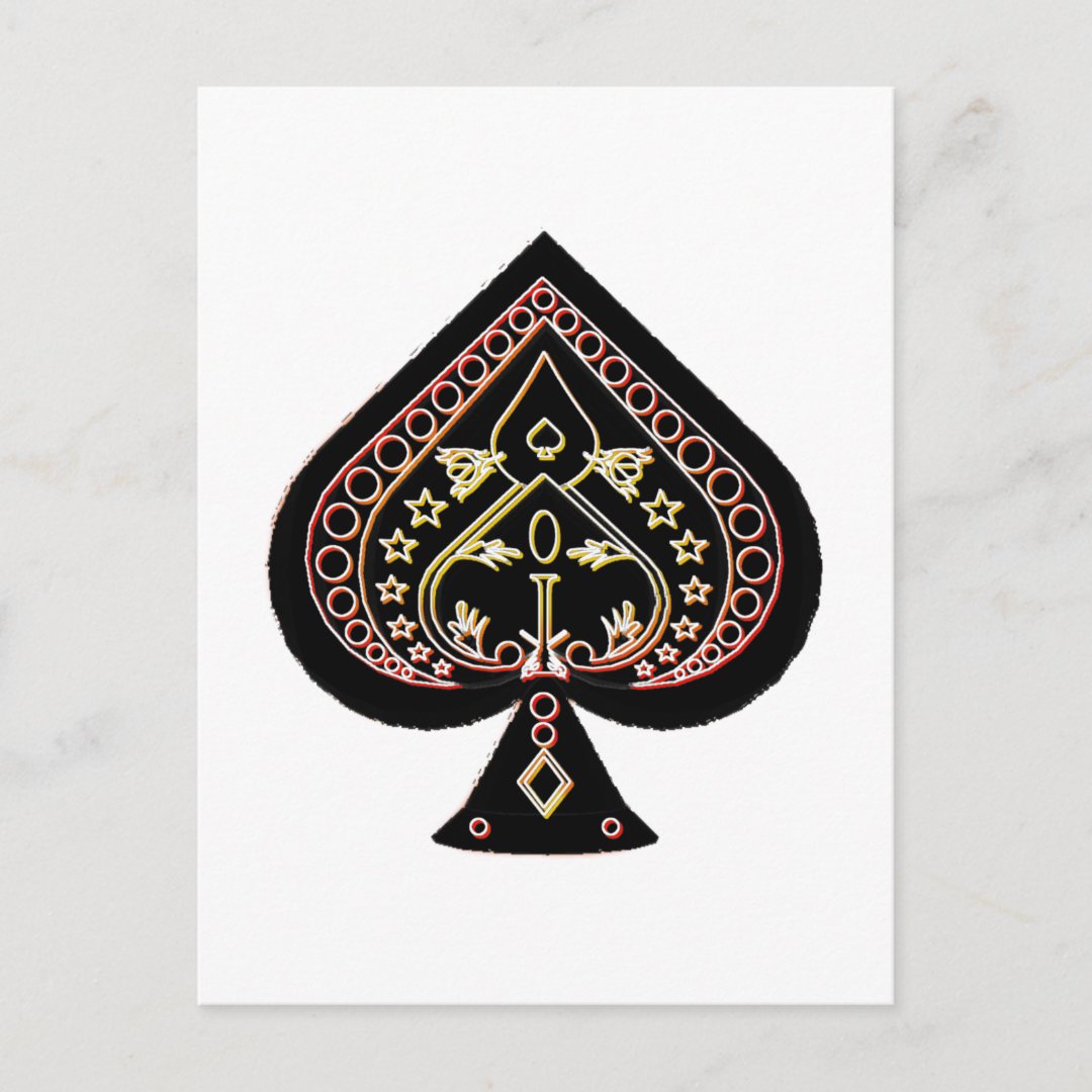 Spades Symbol: Orange & Red: Postcard | Zazzle