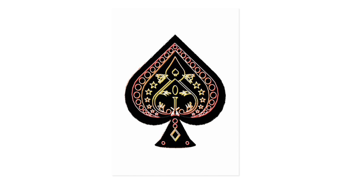 Spades Symbol: Orange & Red: Postcard | Zazzle.com