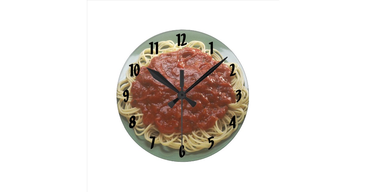 Spaghetti and Tomato Sauce Wall Clock | Zazzle.com