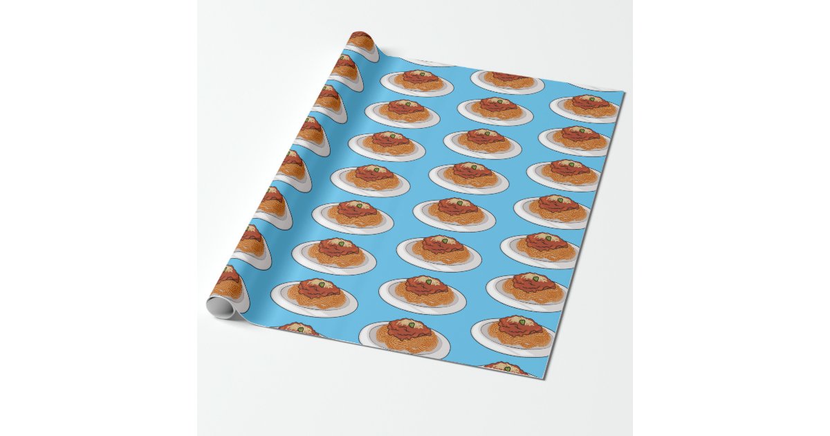 Spaghetti cartoon illustration Wrapping Paper | Zazzle