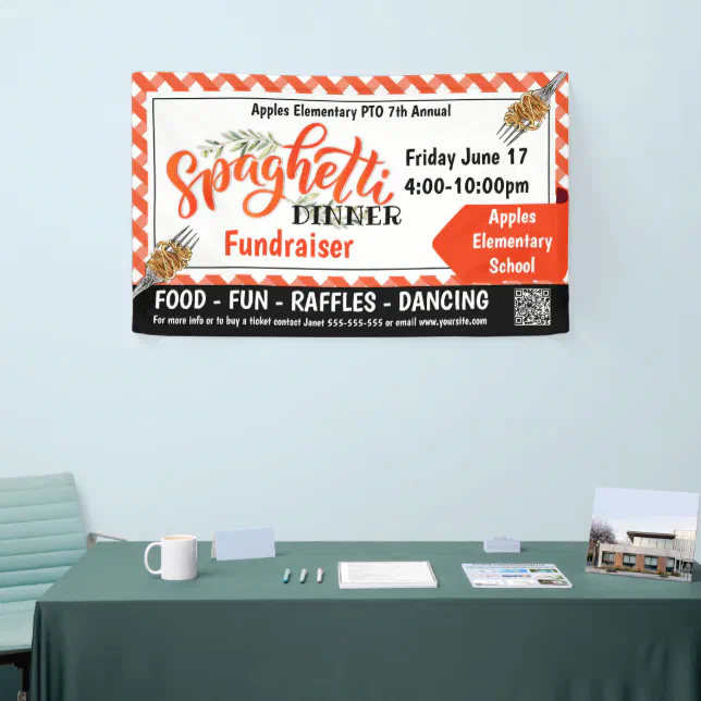 Spaghetti Dinner Fundraiser PTO PTA Church Banner | Zazzle