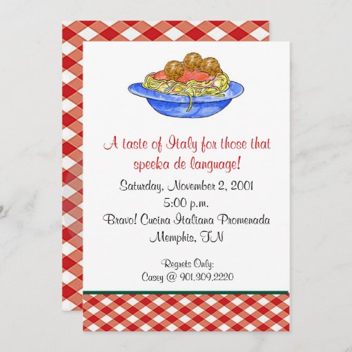 Spaghetti Dinner Invitation | Zazzle