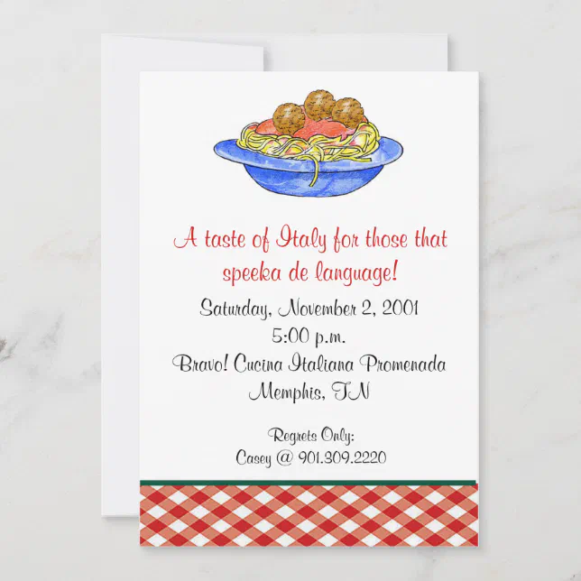 Spaghetti Dinner Invitation | Zazzle