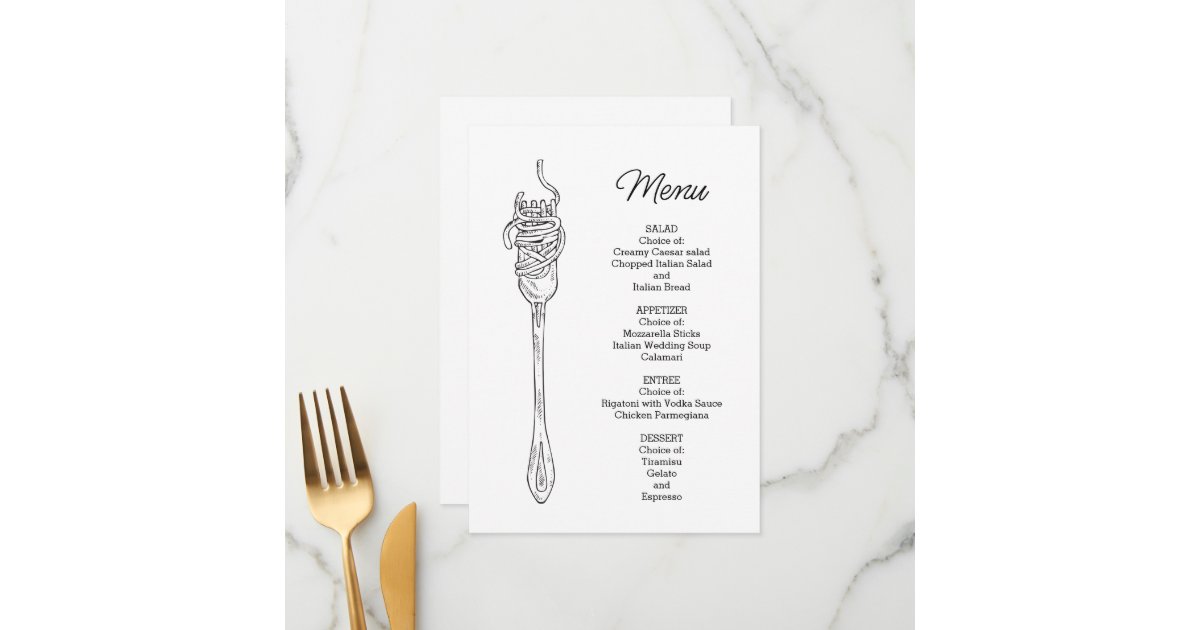 Spaghetti Dinner Menu | Zazzle