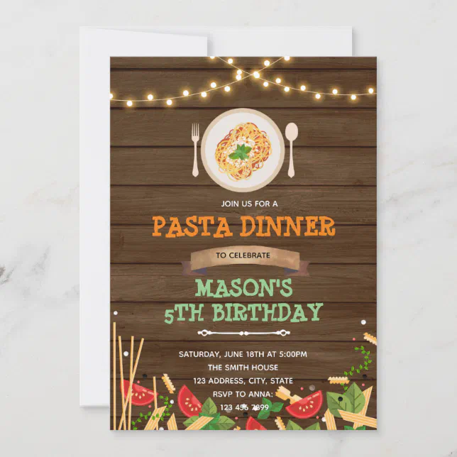 Spaghetti Dinner party Invitation | Zazzle