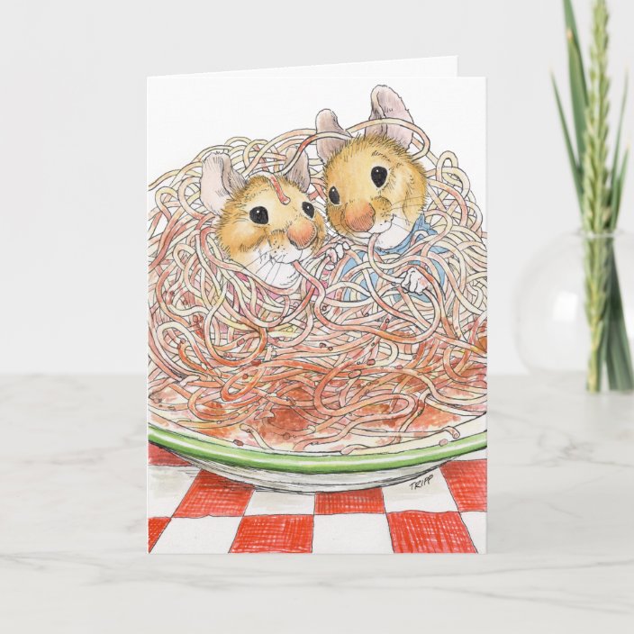 Spaghetti Eating Mice Card | Zazzle.com