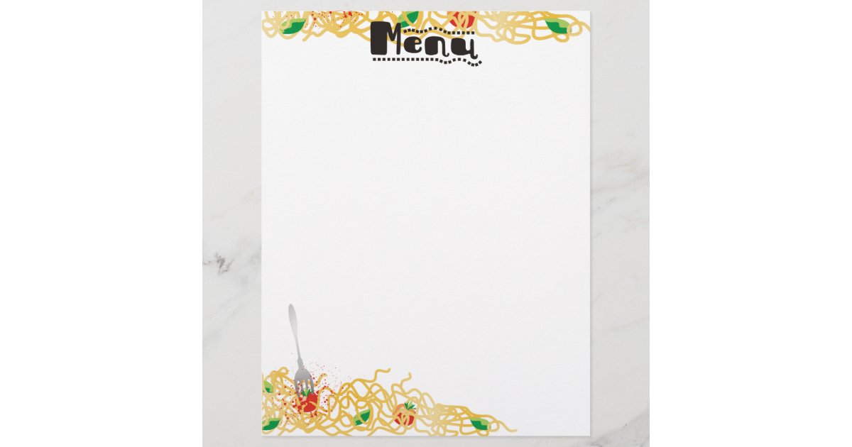 spaghetti Italian pasta dinner menu letterhead | Zazzle