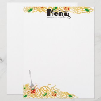 spaghetti Italian pasta dinner menu letterhead | Zazzle
