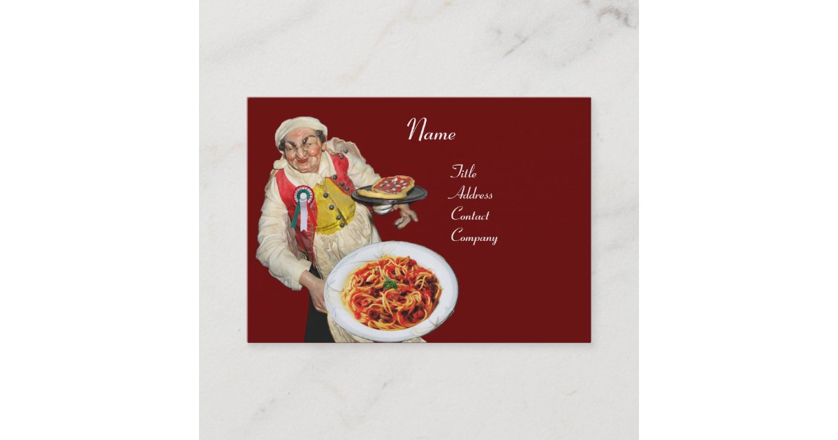 SPAGHETTI & MANDOLIN ITALIAN KITCHEN,black red Business Card | Zazzle