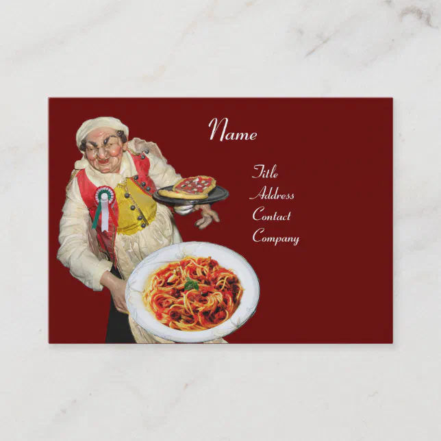 SPAGHETTI & MANDOLIN ITALIAN KITCHEN,black red Business Card | Zazzle