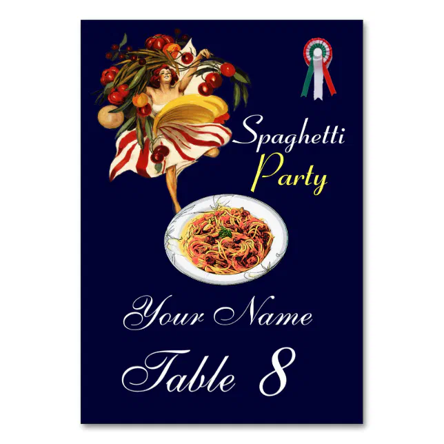 SPAGHETTI PARTY DANCE,ITALIAN KITCHEN AND TOMATOES TABLE NUMBER | Zazzle