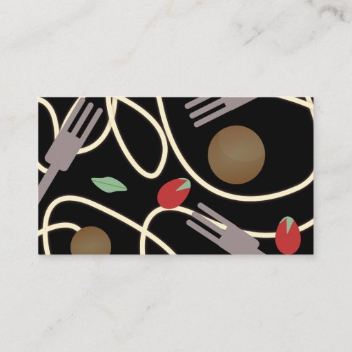 Spaghetti Pasta Italian Dinner Utensils Meatballs Business Card | Zazzle