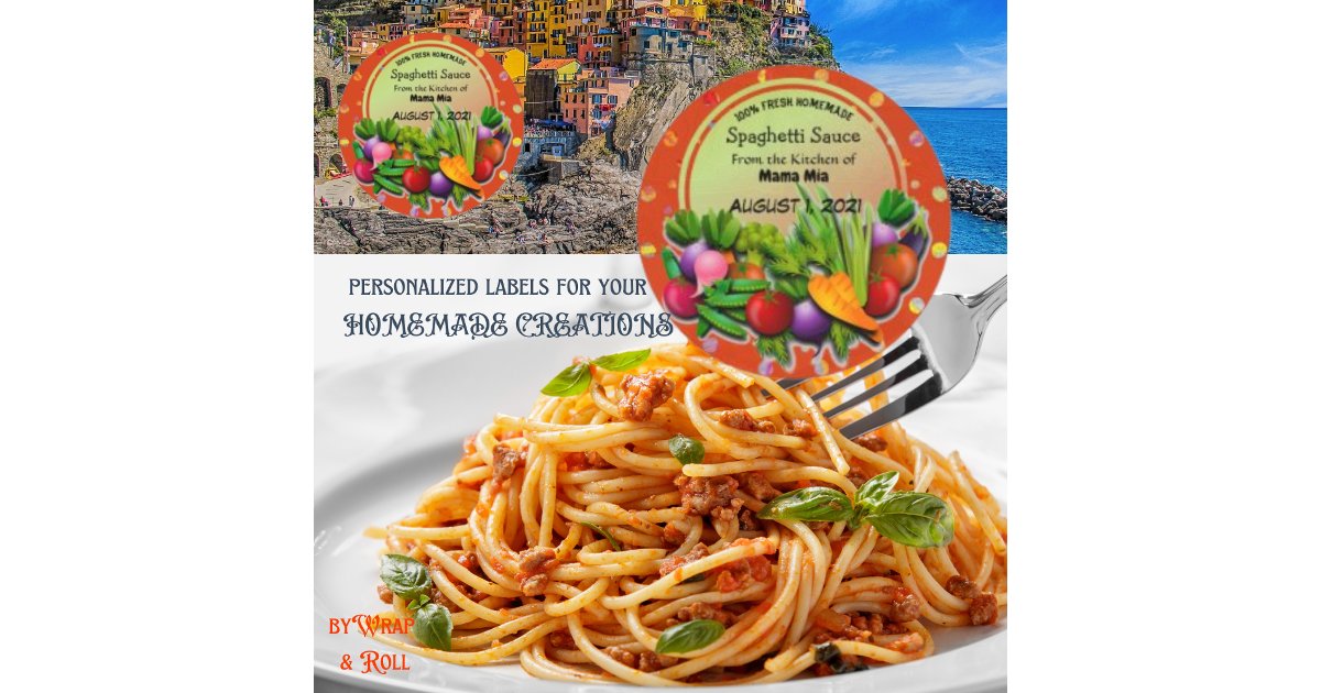 Spaghetti Sauce Customizable Classic Round Sticker | Zazzle